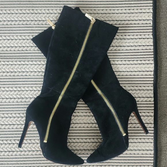 Jessica Simpson | Shoes | Jessica Bl Suede 8 Boots Spike 45 Heels Gold ...